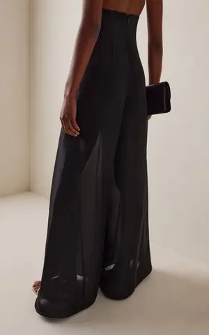 TEMILY Matador Corseted Silk Gazar Wide-leg Trousers