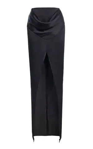 Burc Akyol Caryatid Satin Maxi Skirt - Dark Grey