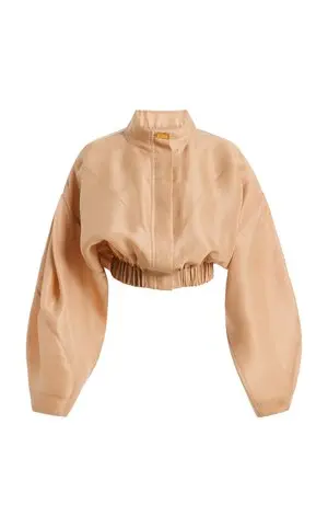 TEMILY Racer Silk Bomber Jacket