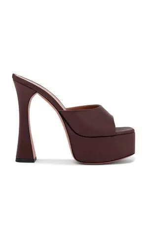 Amina Muaddi Dalida Satin Platform Mules - Brown