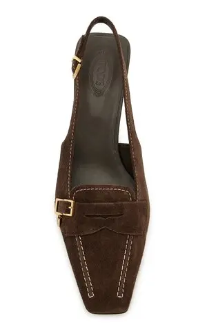 TOD'S Medallion Buckle Suede Pumps
