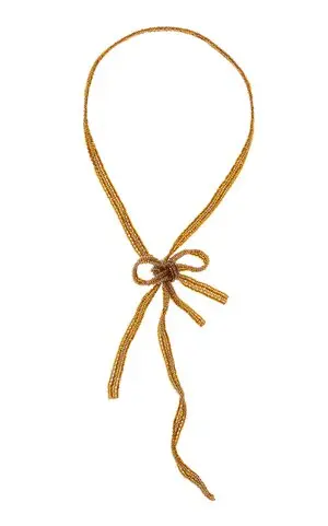 PURA UTZ Bow Bolo Glass Bead Necklace - Brown
