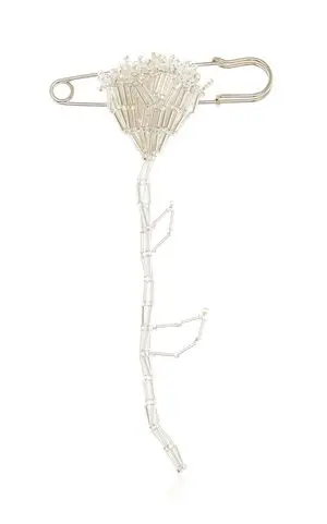 PURA UTZ Tulip Glass Beaded Brooch - Silver