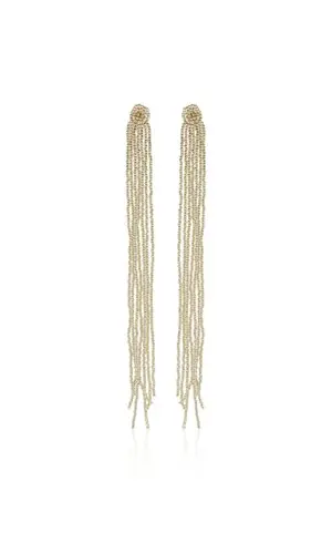 PURA UTZ Mega Tassel Glass Bead Earrings - Silver