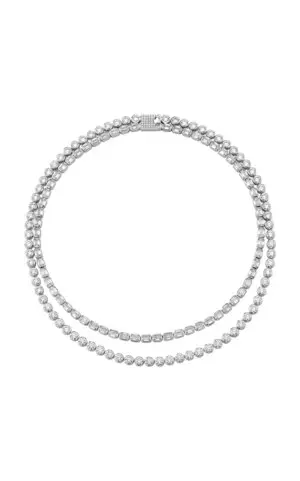 VRAI 14k Yellow Gold Lab-grown Diamond Celestial Double Strand Tennis Necklace - Silver