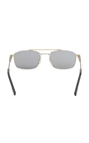 ZEGNA EYEWEAR Zegna Matte Satin Light Ruthenium And Stain Brass Sunglasses