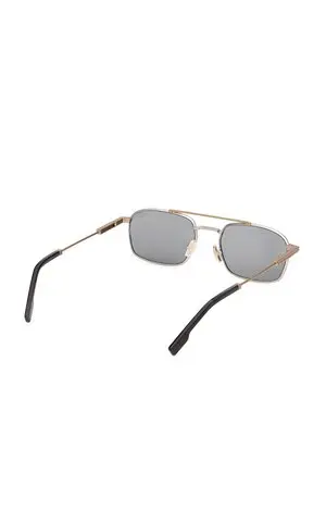 ZEGNA EYEWEAR Zegna Matte Satin Light Ruthenium And Stain Brass Sunglasses