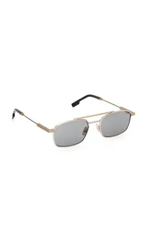 ZEGNA EYEWEAR Zegna Matte Satin Light Ruthenium And Stain Brass Sunglasses