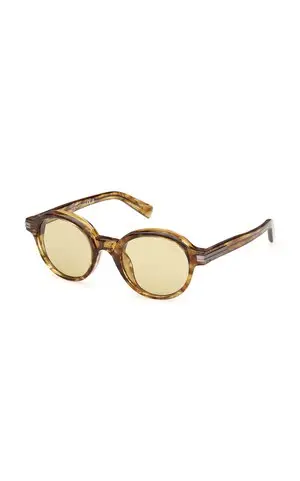 ZEGNA EYEWEAR Zegna Shiny Transparent Havana Sunglasses - Brown
