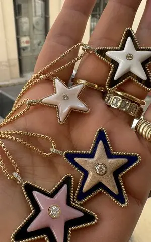 SIG WARD Mega Star Power Lapiz, Petrified Wood And Diamond Necklace