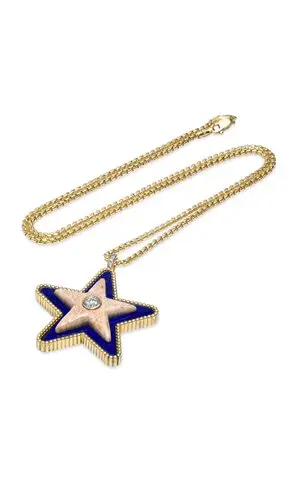 SIG WARD Mega Star Power Lapiz, Petrified Wood And Diamond Necklace