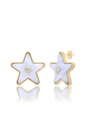 SIG WARD Mega Star Power Lace Agate And Diamond Earrings - Blue