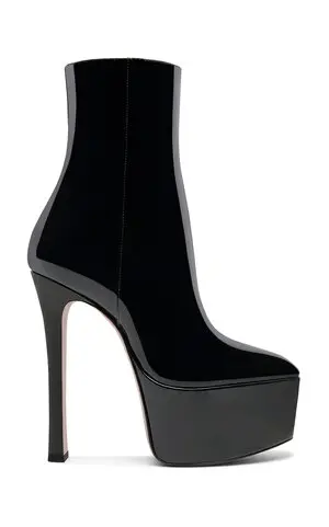 Amina Muaddi Cynthia Patent Leather Platform Booties