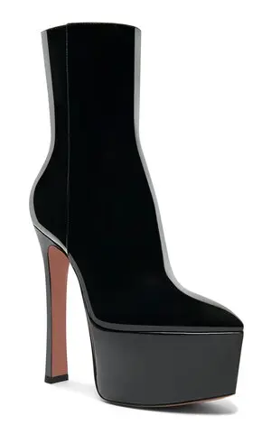 Amina Muaddi Cynthia Patent Leather Platform Booties