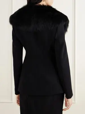 Dolce & Gabbana Peplum Plush-trimmed Wool-blend Jacket