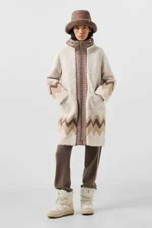 Bogner Niva Lambskin Coat - Cream/brown