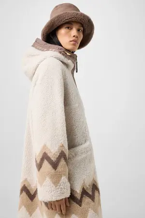 Bogner Niva Lambskin Coat - Cream/brown