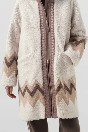 Bogner Niva Lambskin Coat - Cream/brown
