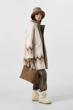 Bogner Niva Lambskin Coat - Cream/brown