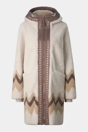 Bogner Niva Lambskin Coat - Cream/brown