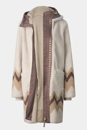 Bogner Niva Lambskin Coat - Cream/brown