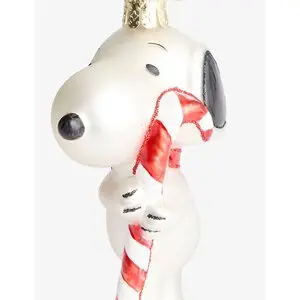 SELFRIDGES EDIT Snoopy With Candy Cane Glass Christmas Tree Decoration