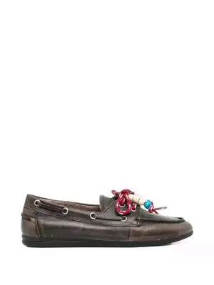 TORAL SHOES Nahua Beaded Leather Loafers