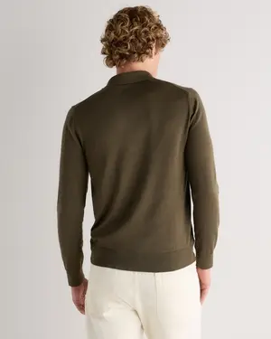 Quince Worsted Merino Wool Polo Sweater - Olive