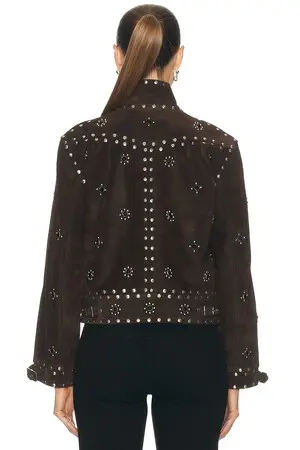 BODE Studded Howard Suede Jacket In Brown