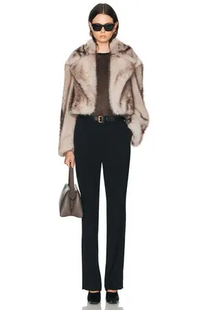 Sportmax Quantum Faux Fur Jacket In Beige