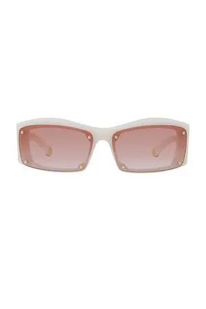 Stella McCartney Medallion Rectangular Sunglasses In Pink - White & Gradient Violet