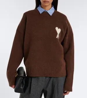 AMI Paris De Coeur Alpaca And Wool-blend Sweater