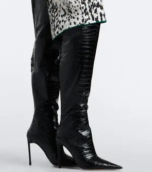 TOM FORD Croc-effect Leather Over-the-knee Boots