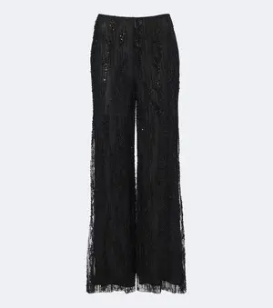 Staud Jayden Embellished Wide-leg Pants - Black