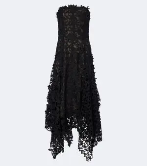 Oscar De La Renta Lace Asymmetric Gown - Black