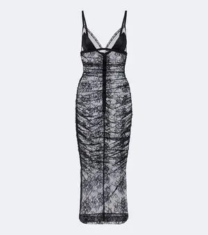 Dolce & Gabbana Sheer Lace Midi Dress - Black