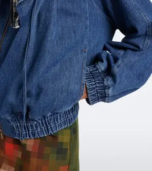 Dries Van Noten Checked Ruffled Denim Jacket
