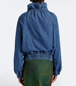 Dries Van Noten Checked Ruffled Denim Jacket