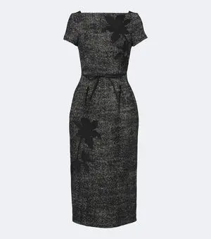 Erdem Embroidered Wool-blend Midi Dress - Black