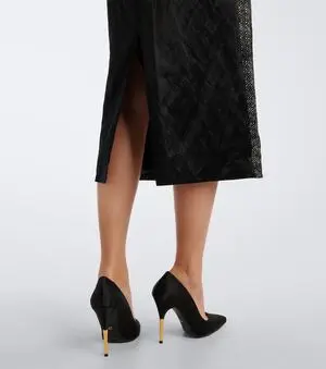 Erdem Embroidered Wool-blend Midi Dress