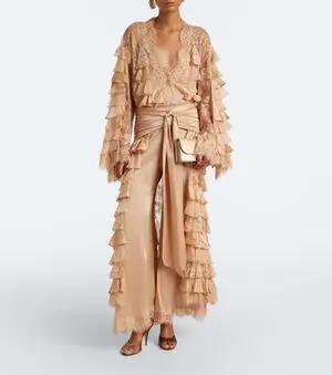 Zimmermann Valiant Ruffled Silk Chiffon Wide-leg Pants