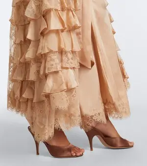 Zimmermann Valiant Ruffled Silk Chiffon Wide-leg Pants