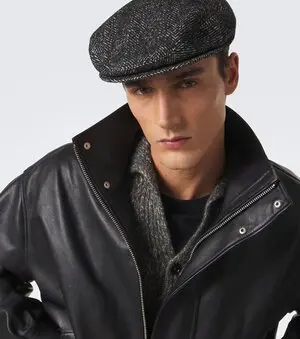 Dolce & Gabbana Herringbone Wool-blend Flat Cap
