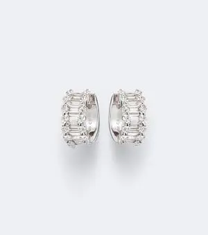 BUCHERER FINE JEWELLERY Baguette Love 18kt White Gold Hoop Earrings With Diamonds - Silver