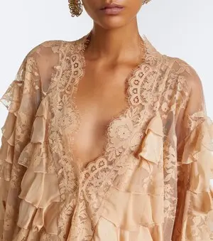 Zimmermann Valiant Lace-trimmed Ruffled Silk Blouse