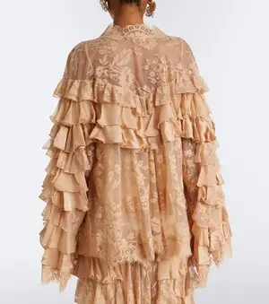 Zimmermann Valiant Lace-trimmed Ruffled Silk Blouse