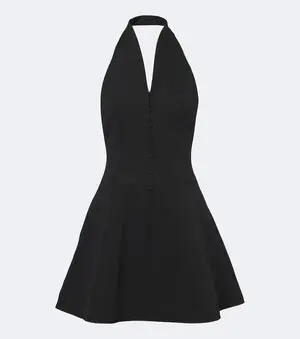 Staud Stella Halterneck Cotton-blend Minidress - Black