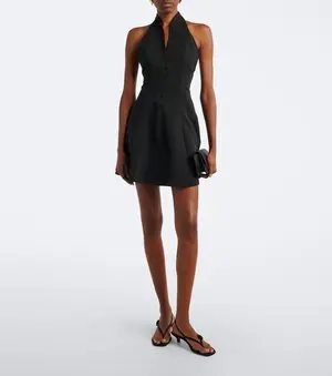 Staud Stella Halterneck Cotton-blend Minidress