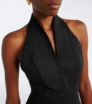Staud Stella Halterneck Cotton-blend Minidress