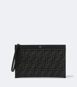 Fendi Ff Zucca Medium Pouch - Black